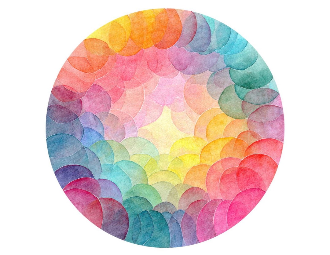 Abstract Halo PNG Clip Art, 12x Rainbow Watercolor Circle Clipart Set ...