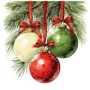 Christmas Baubles PNG Clipart, 12x Hanging Ornaments Clip Art Set ...