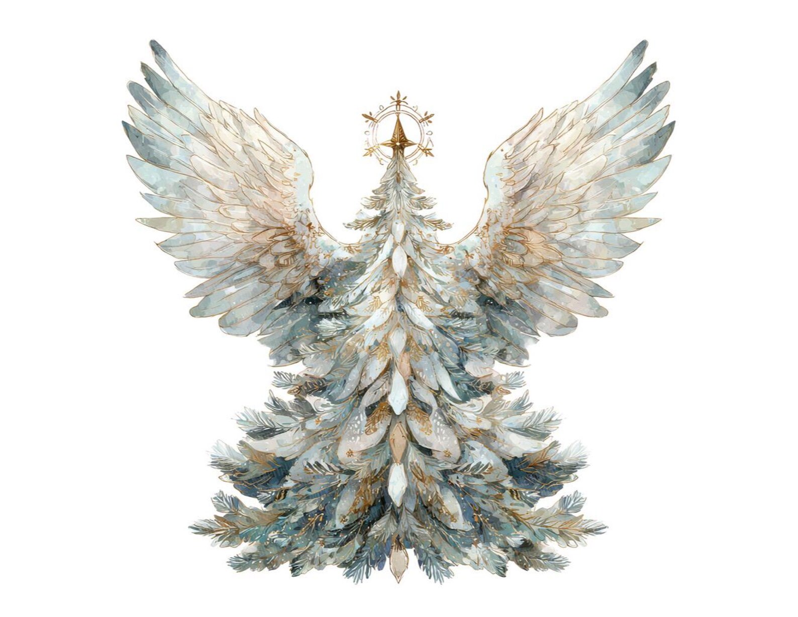 Angel Christmas Tree PNG Clipart, 12x Winged Holiday Trees Clip Art Set ...
