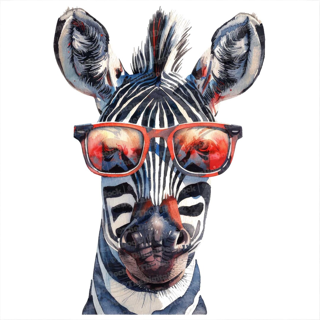 Cool Zebra Clipart, 12 Jpgs, Zebra With Sunglass On, Printable ...