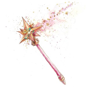 Magic Wand Clipart, 12 Jpgs, Princess Wand Illustration, Printable ...