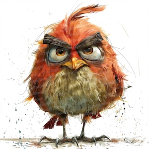 12x Grumpy Bird Clipart, Cartoon Bird Character Clipart, Printable ...