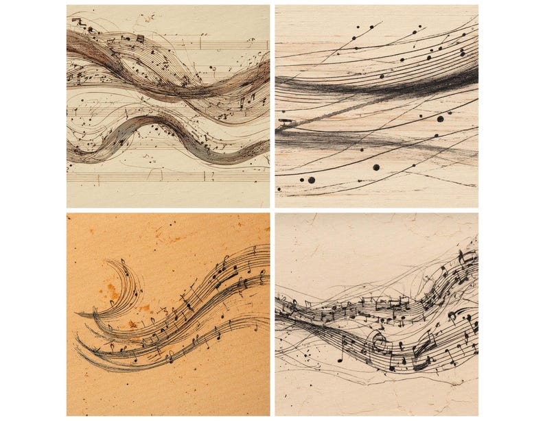 12x Music Staff Junk Journal Paper Vintage Sheet Music Digital Paper ...