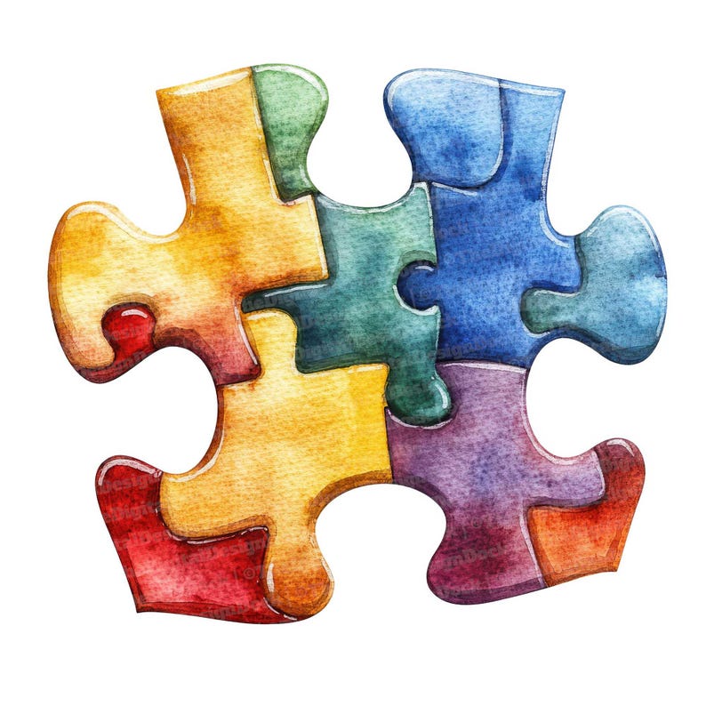 FREE to Charity, 12x Autism Awareness Clipart, Watercolor Autism Jigsaw ...