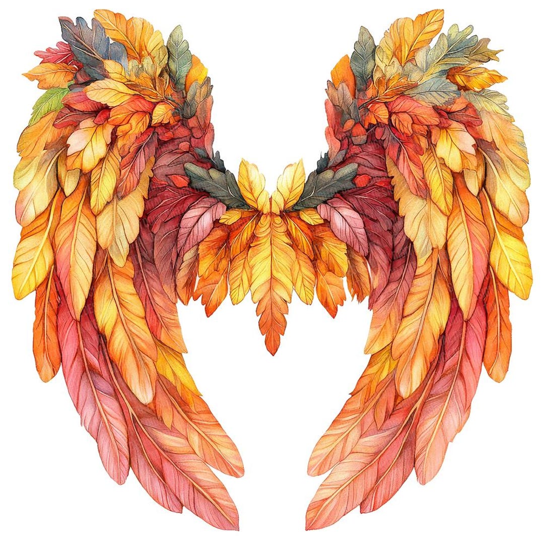 Autumn Angel Wings PNG Clipart, 12x Fall Leaves Pumpkin Clip Art Set ...