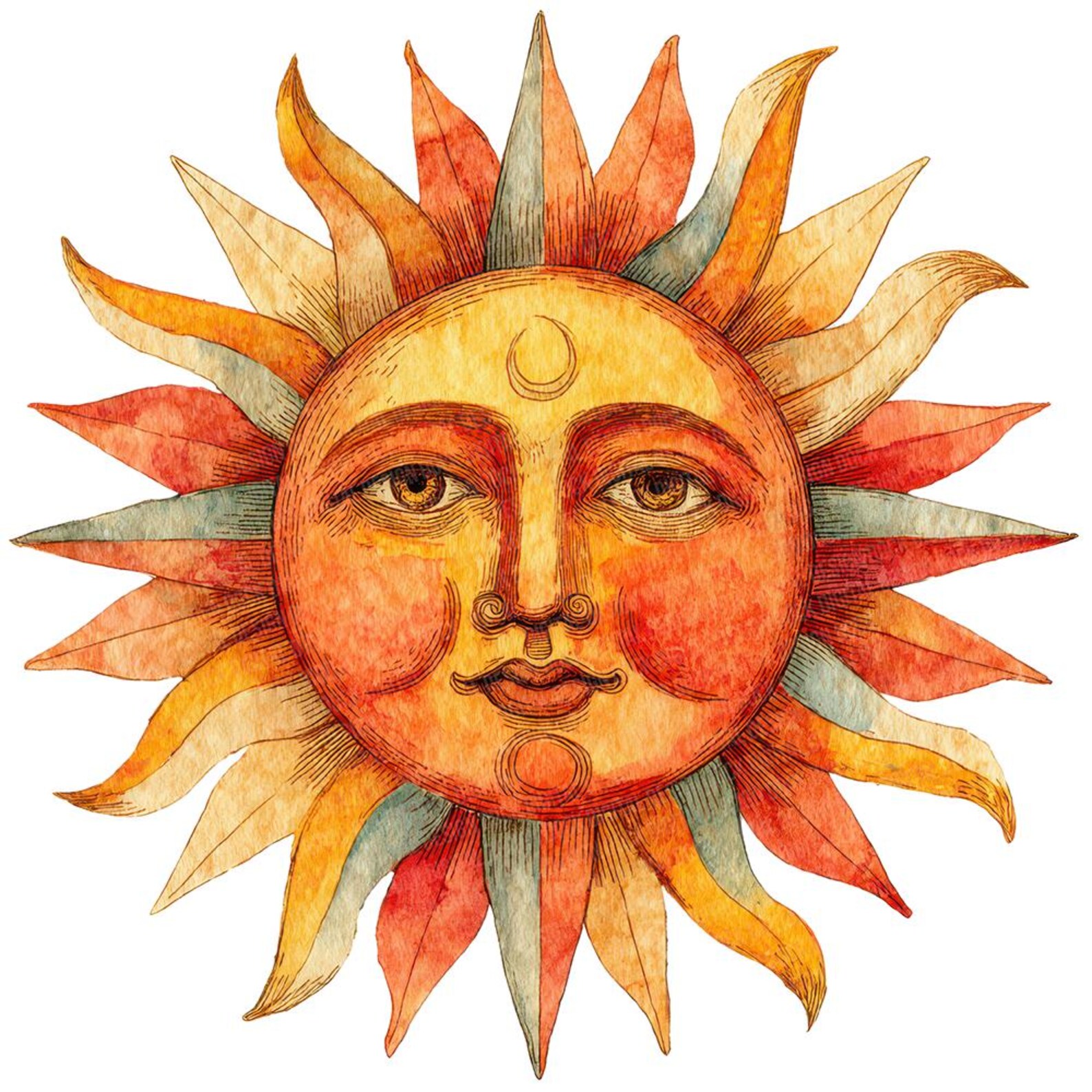 Sun Face PNG Clipart, 12x Celestial Sun Clip Art Set, Printable ...