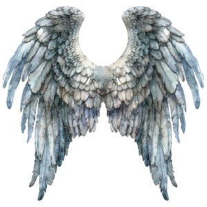 12x Angel Wings Clipart, Silver Angels Wings Clipart, Printable ...