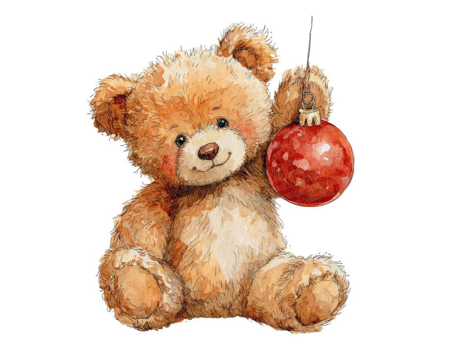 Teddy Bear With Christmas Bauble Clipart, 12x Holiday Bear Clip Art Set ...