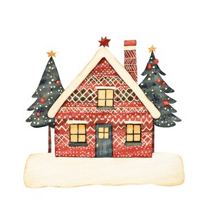 Christmas House Clip Art, 12x Festive Cottage Clipart Set, Printable ...