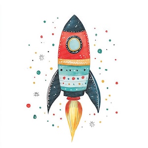 Rocket Ship Clip Art, 12x Watercolor Space PNG Clipart Set, Printable ...