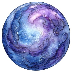 12x Galaxy Orb PNG Clipart, Watercolor Cosmic Sphere Clip Art Set ...