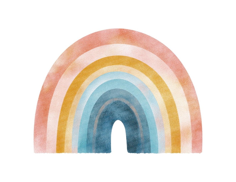 Pastel Rainbow PNG Clipart, 12x Watercolor Rainbow Clip Art Set ...