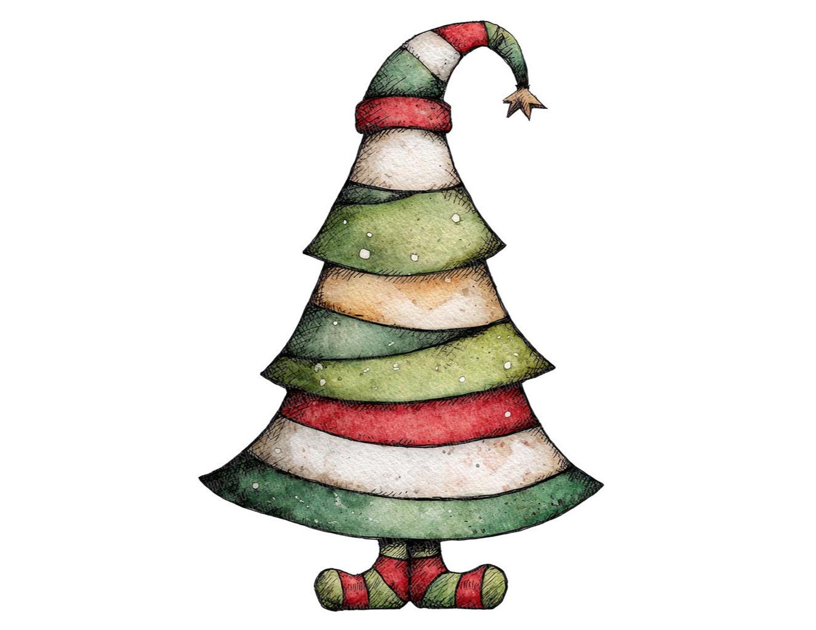 Elf Christmas Tree PNG Clipart, 12x Whimsical Holiday Tree Clip Art Set ...