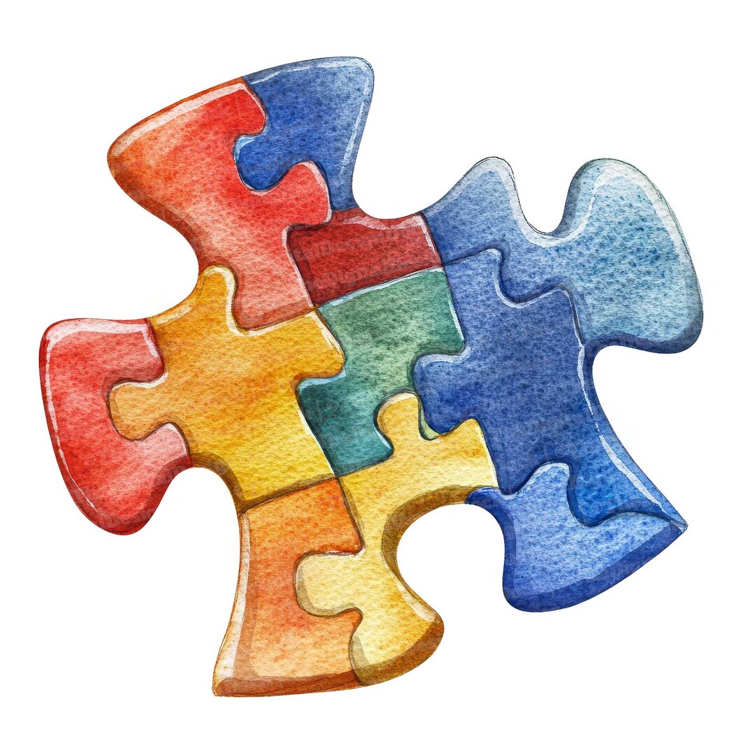 FREE to Charity, 12x Autism Awareness Clipart, Watercolor Autism Jigsaw ...