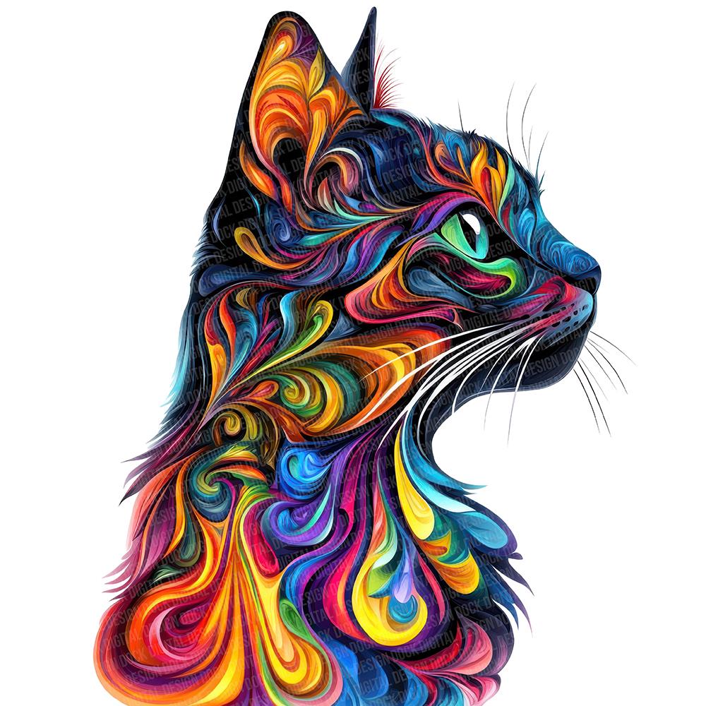 Colorful Abstract Cat PNG Clipart, 12x Modern Art Cat Clip Art Set ...
