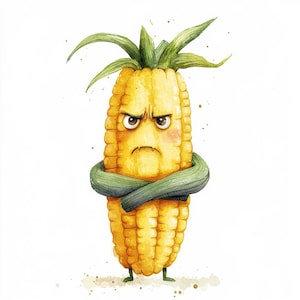 Grumpy Corn PNG Clipart, 12x Angry Vegetable Character PNG Clipart Set ...