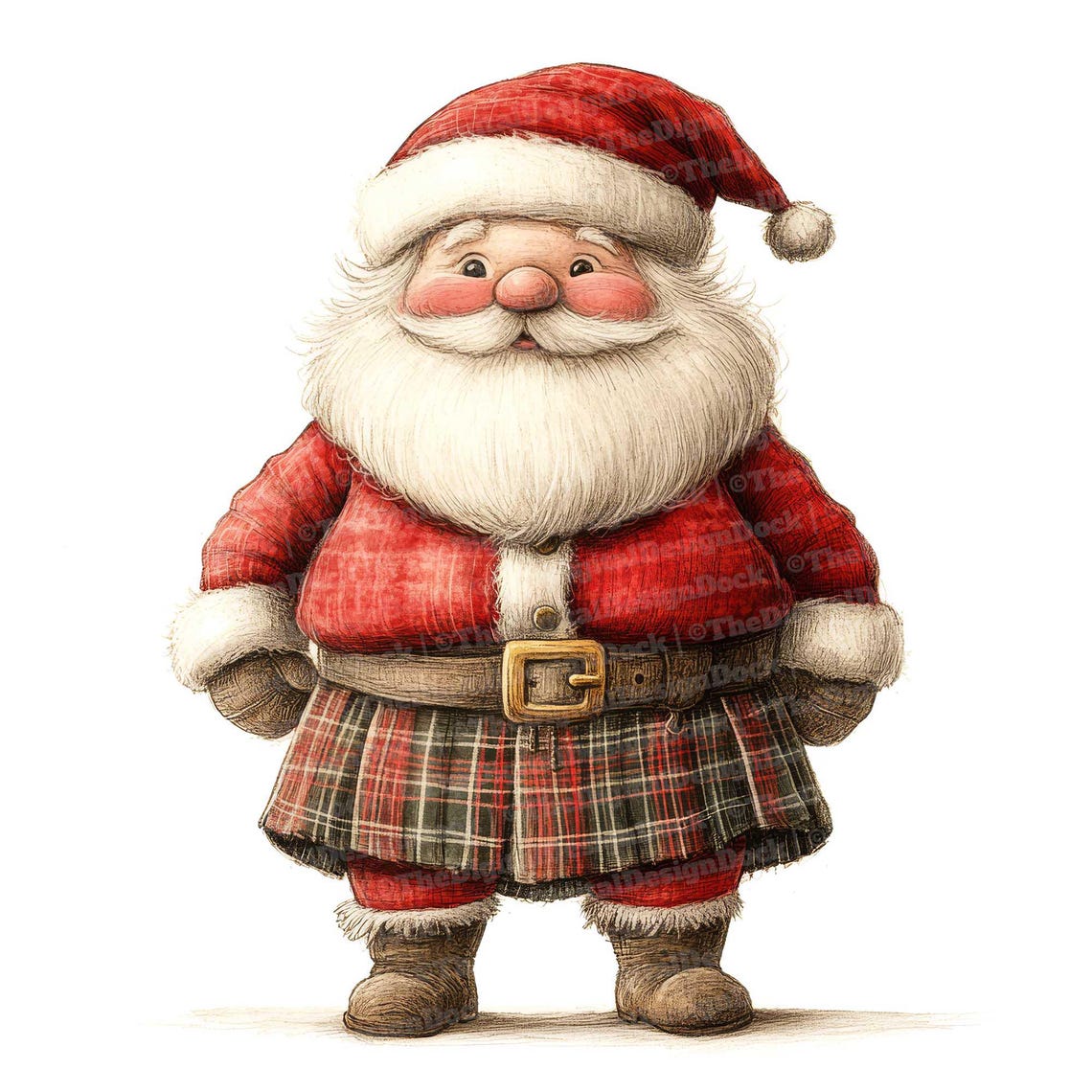 12x Scottish Santa in Kilt Clipart, Watercolor Christmas Clipart,high ...