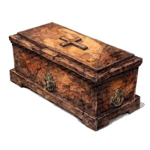 Wooden Coffin PNG Clipart, 12x Watercolor Halloween Clip Art Set ...