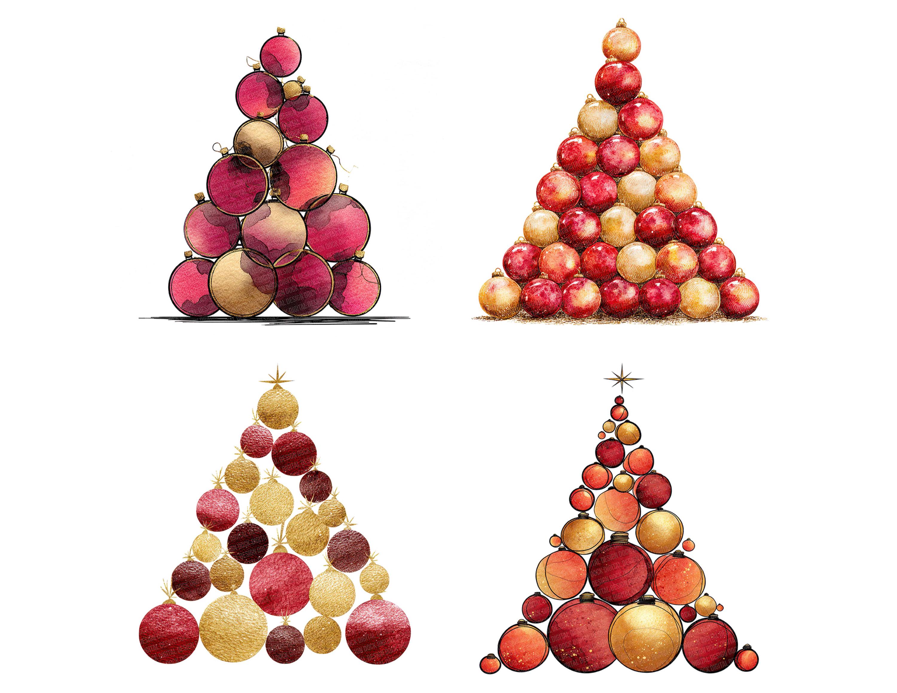 Bauble Tree PNG Clipart, 12x Christmas Ornament Clip Art, Printable ...