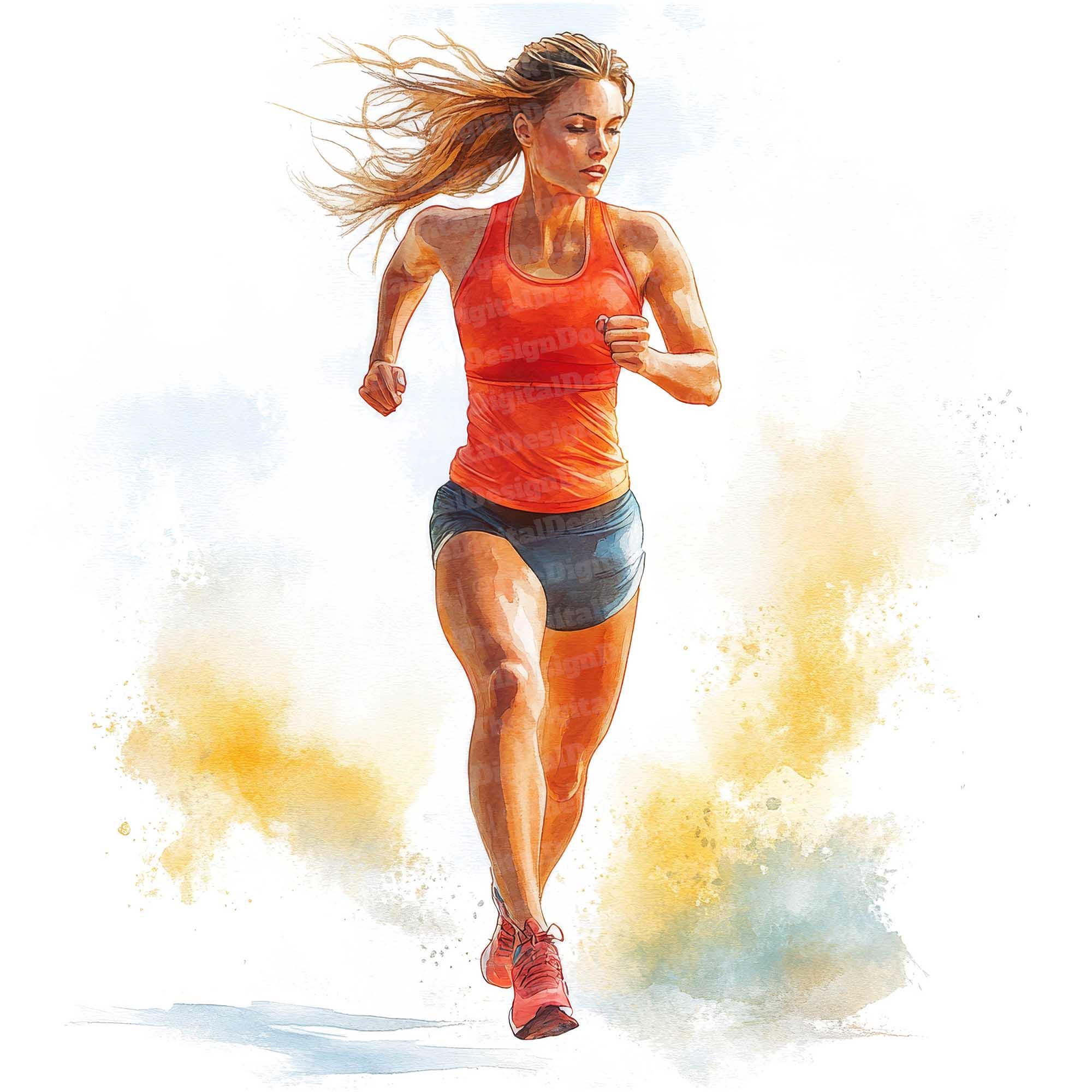 12x Running Woman Clipart, Fitness Girl, Jogging Lady Clipart ...