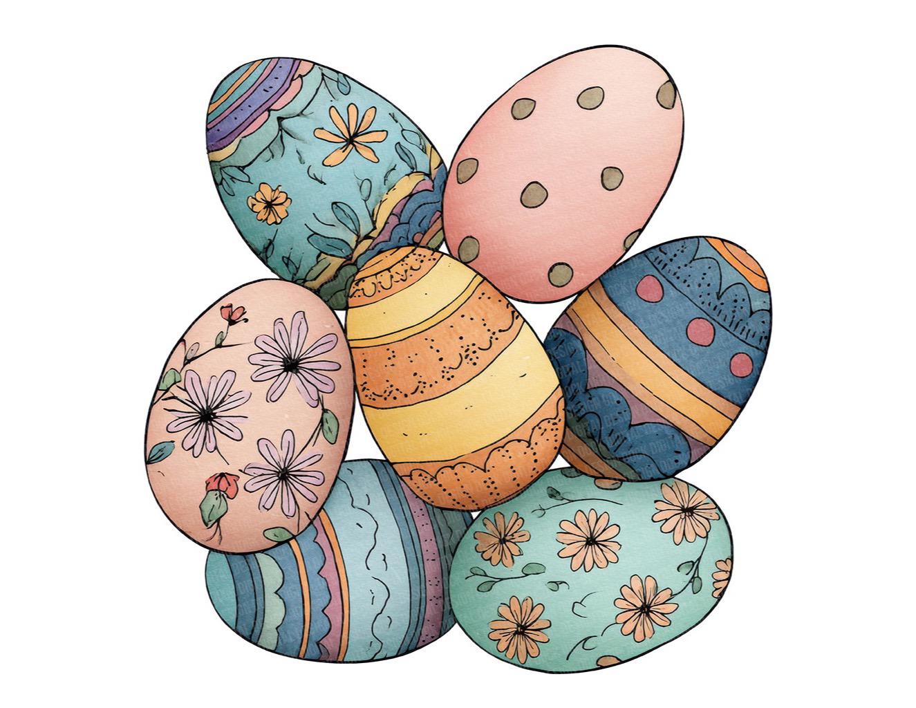 Floral Easter Egg PNG Clipart, 12x Patterned Egg Clip Art Set ...