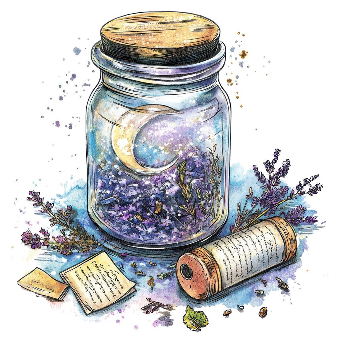 Spell Jar PNG Clipart, 12x Moon Dust Potion Clip Art Set, Printable ...