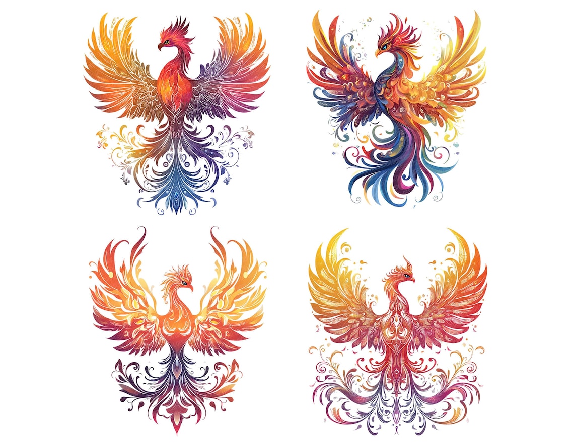 Phoenix PNG Clipart, 12x Colorful Abstract Phoenix Illustrations ...