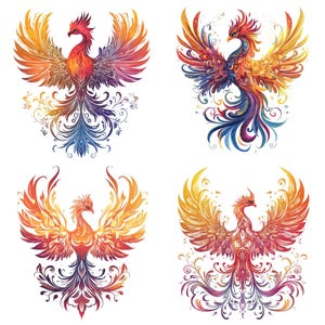 Phoenix PNG Clipart, 12x Colorful Abstract Phoenix Illustrations ...