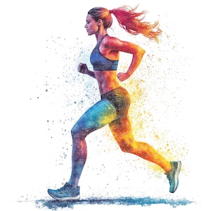 12x Running Woman Clipart, Fitness Girl, Jogging Lady Clipart ...