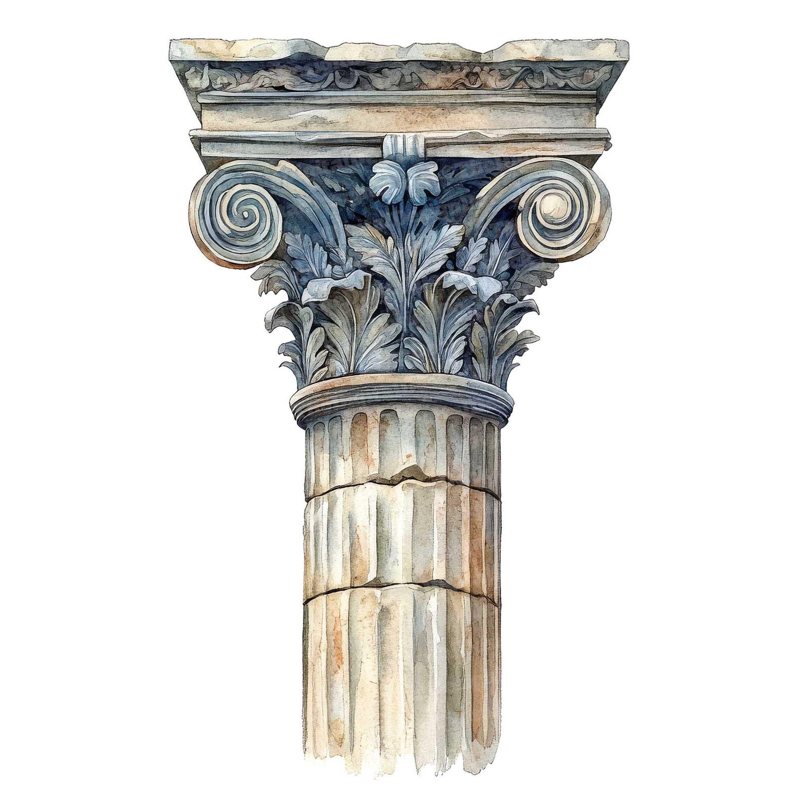 12 Ancient Columns Clipart, Watercolor Greek Roman Architecture ...