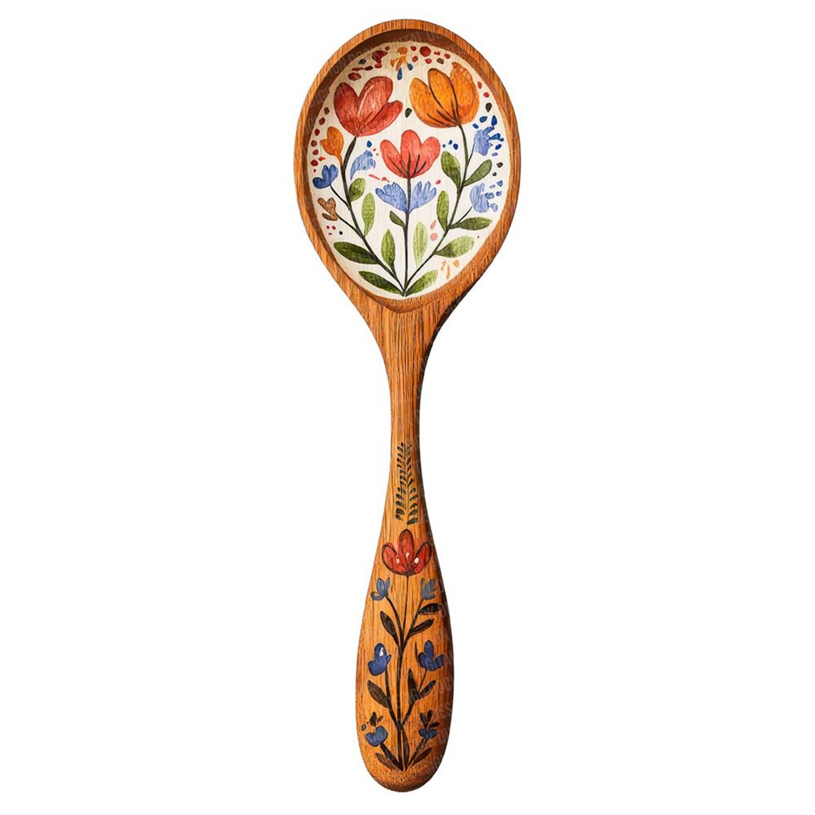 Folk Floral Spoon Clipart, 12x Hand-painted Floral Spoons Clip Art Set ...