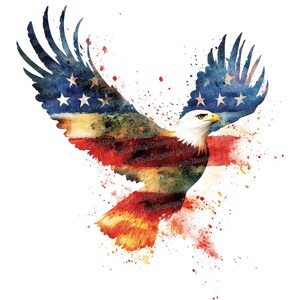 12 American Eagle Watercolor Clipart, Patriotic Flag Art, Printable ...