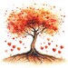 12 Heart Tree Clipart, Watercolor Autumn Tree With Falling Hearts ...