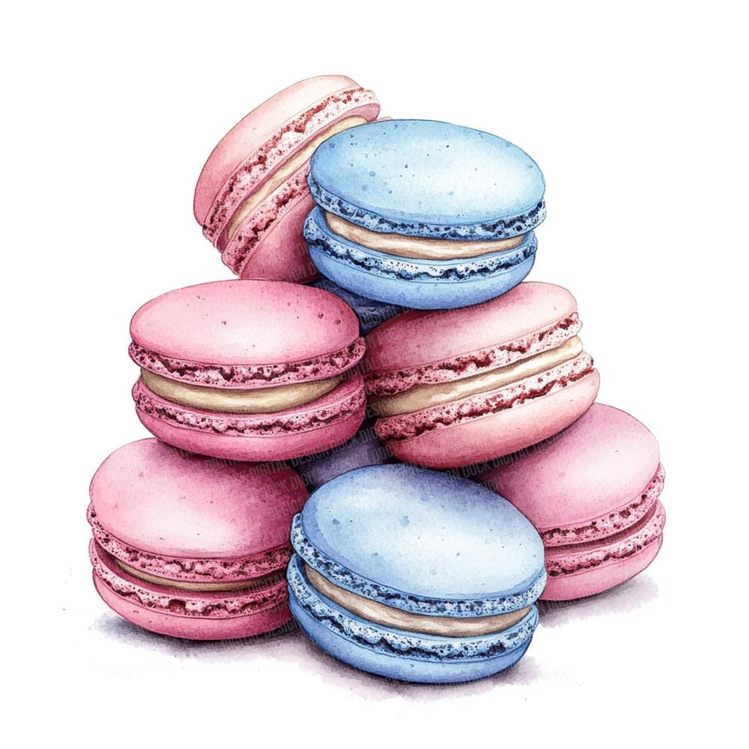 Tasty Macaron PNG Clipart, 12x French Pastry Clip Art Set, Printable ...
