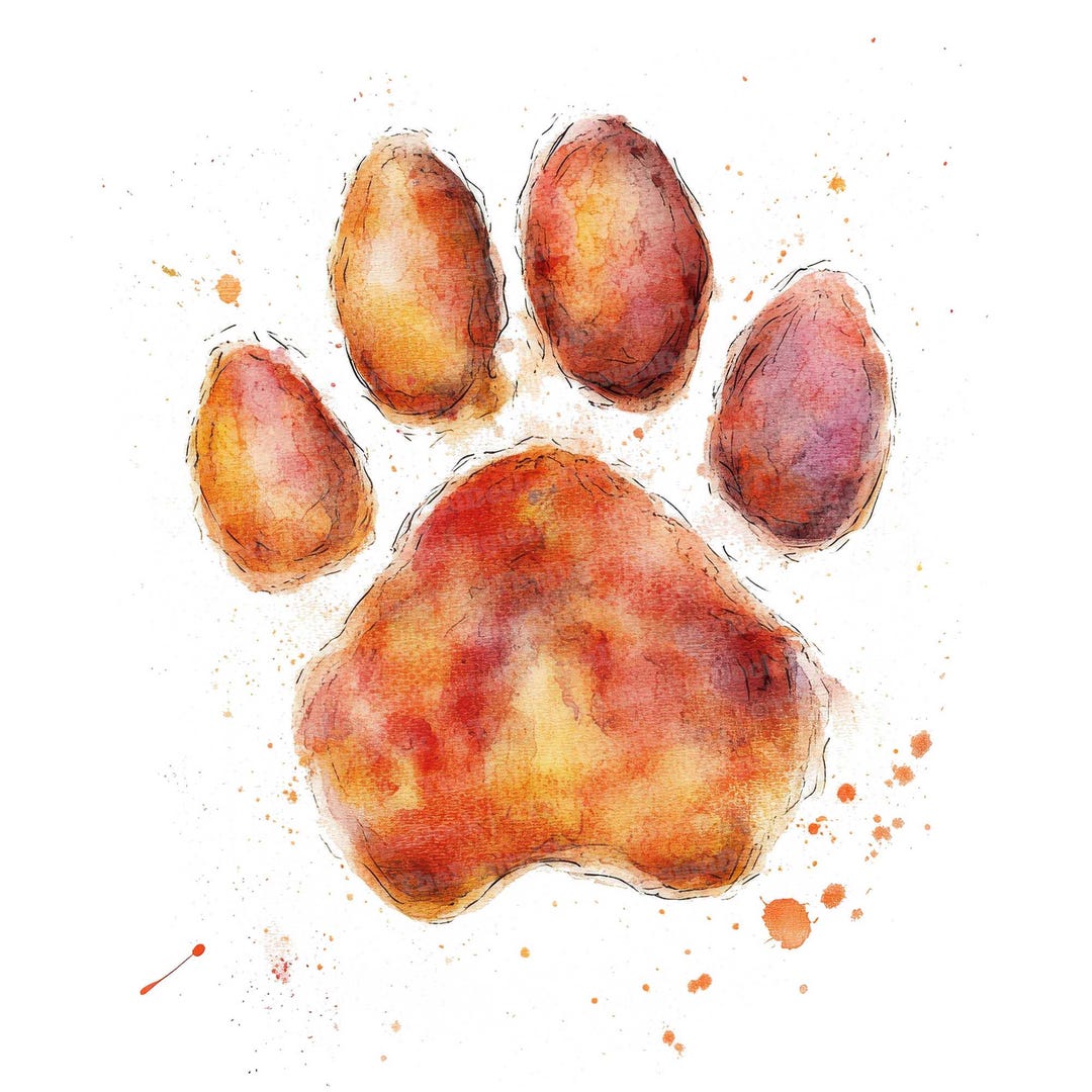 12 Animal Paw Print Clipart, Watercolor Pet Paw Prints, Printable ...
