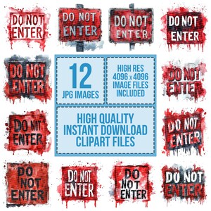 Watercolor Do Not Enter Sign, 12x High Quality Jpgs, Halloween Clipart ...