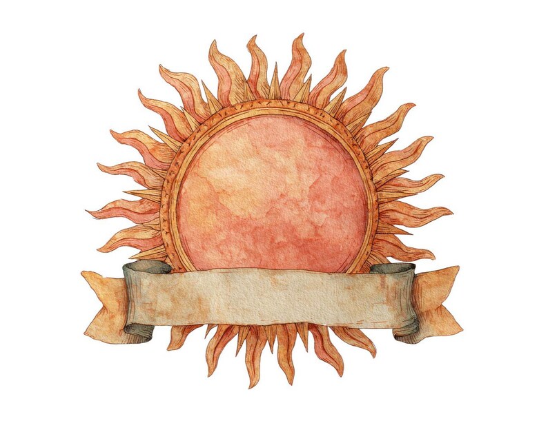 12x Celestial Banner PNG Clipart, Sun Label Clip Art Set, Printable ...