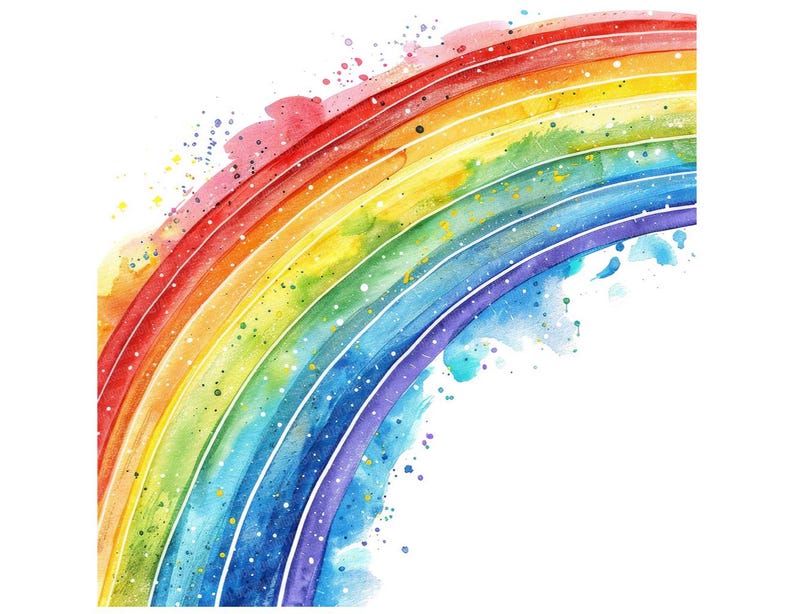 Rainbow Clipart, 12x Vibrant Watercolor Rainbow Clip Art Set, Printable ...
