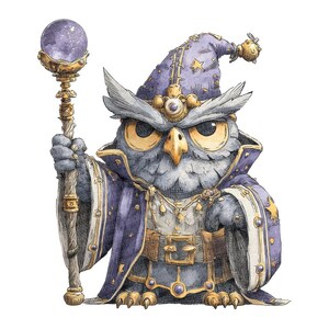 Owl Wizard PNG Clipart, 12x Magical Owl Clip Art, Printable Watercolor ...