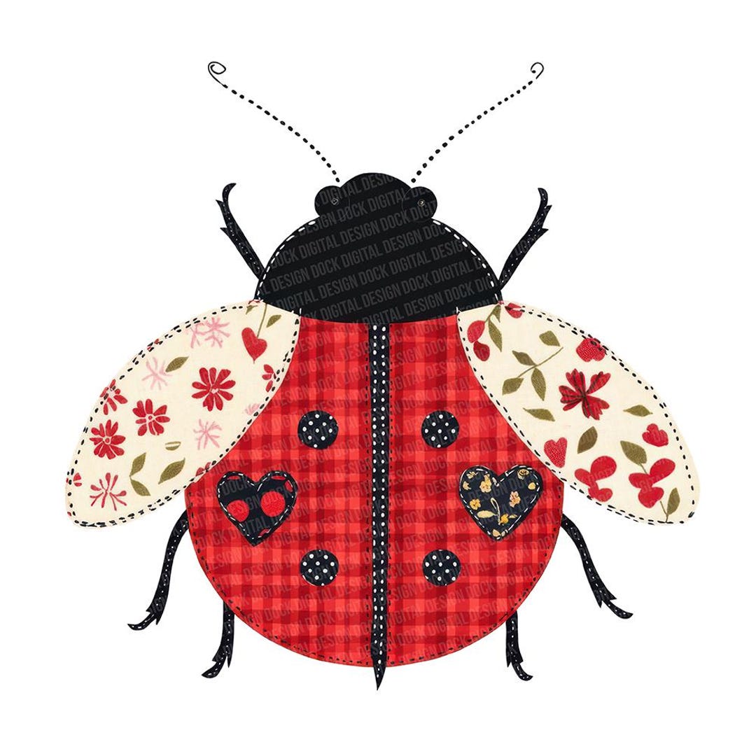 Fabric Ladybird PNG Clipart, 12x Gingham Patch Bug Clip Art Set ...