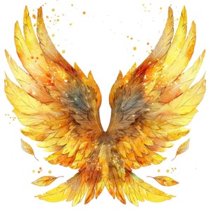 12x Angel Wings Clipart, Golden Angels Wings Clipart, Printable ...