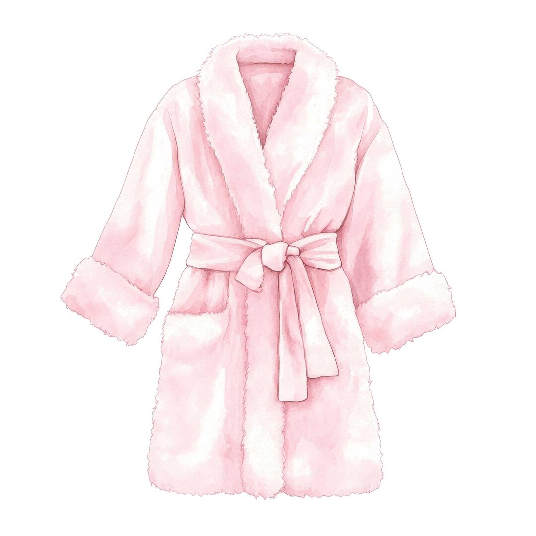 Watercolor Robe Clip Art, 12x Cozy Bathrobe Clipart Set, Printable Clip ...