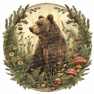 12x Vintage Bear Clipart, Woodland Bears Clipart, Printable Watercolor ...