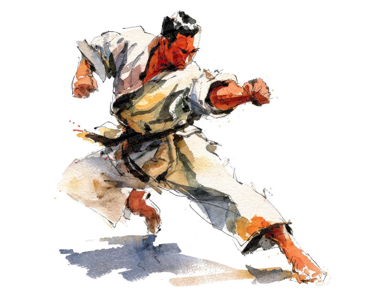 Martial Arts Punch Pose PNG Clipart, 12x Karate Fighter Art Set ...