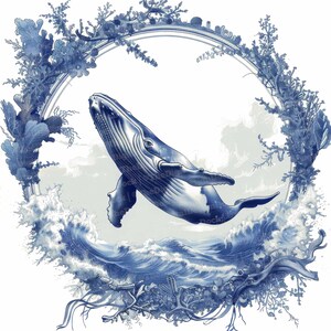12x Vintage Whales Clipart, Ocean Whales Sea Clipart, Printable ...