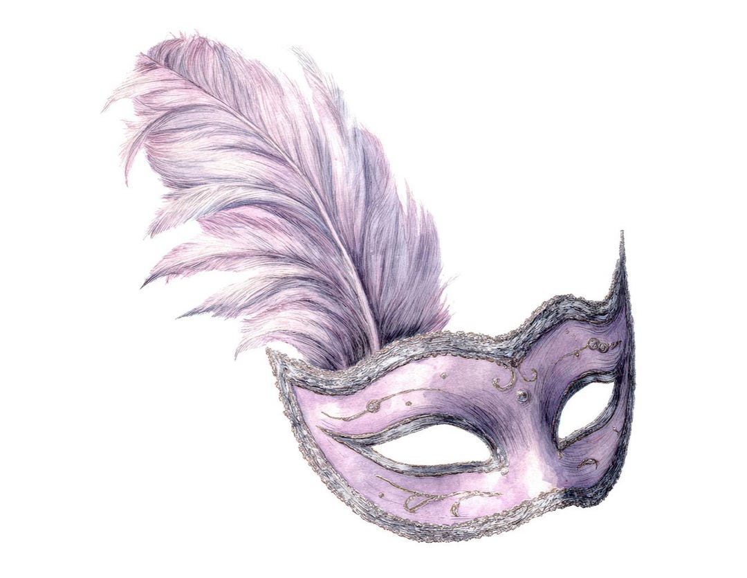 12 Feathered Masquerade PNG Clipart, Watercolor Party Mask Clip Art ...