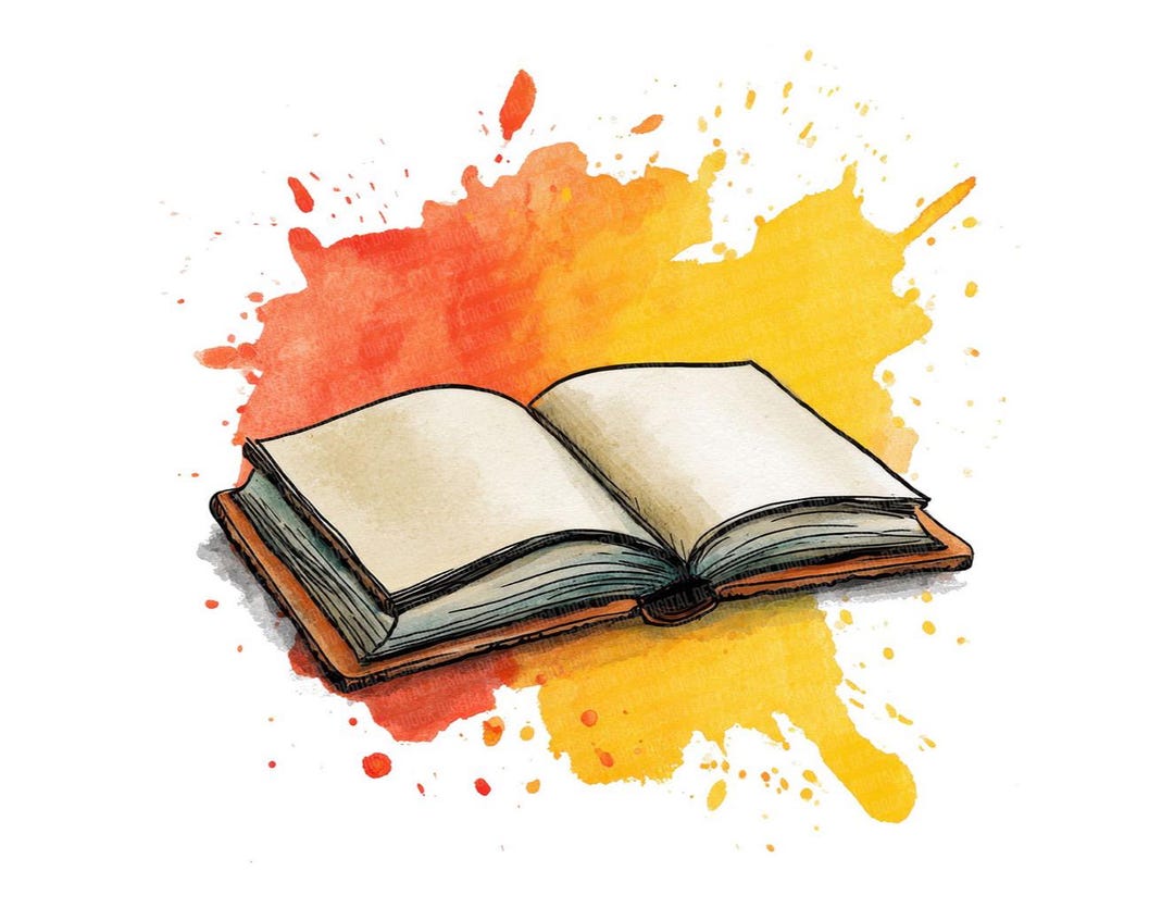 Book PNG Clipart, 12x Watercolor Splash Book Clip Art Set, Printable ...