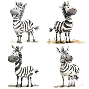 Silly Zebra PNG Clipart, 12x Funny Zebra Clip Art Set, Printable Zoo ...