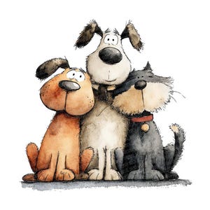 Cartoon Dog Friends PNG Clipart, 12x Puppy Clip Art Set, Printable ...