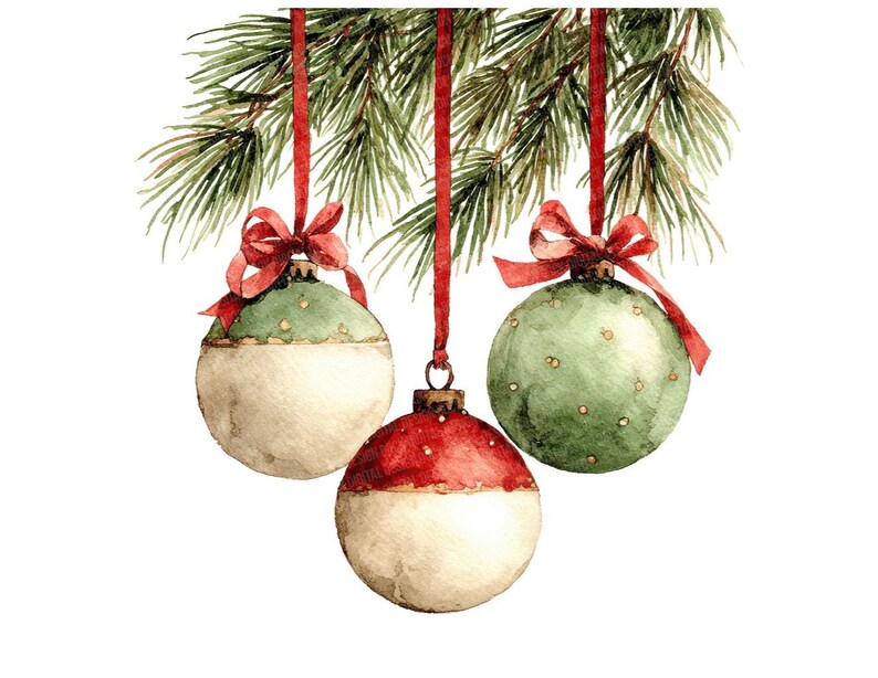 Christmas Baubles PNG Clipart, 12x Hanging Ornaments Clip Art Set ...